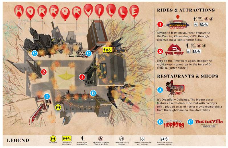 Welcome to HORRORVILLE, a Scary Theme Park Land - Themed Attraction